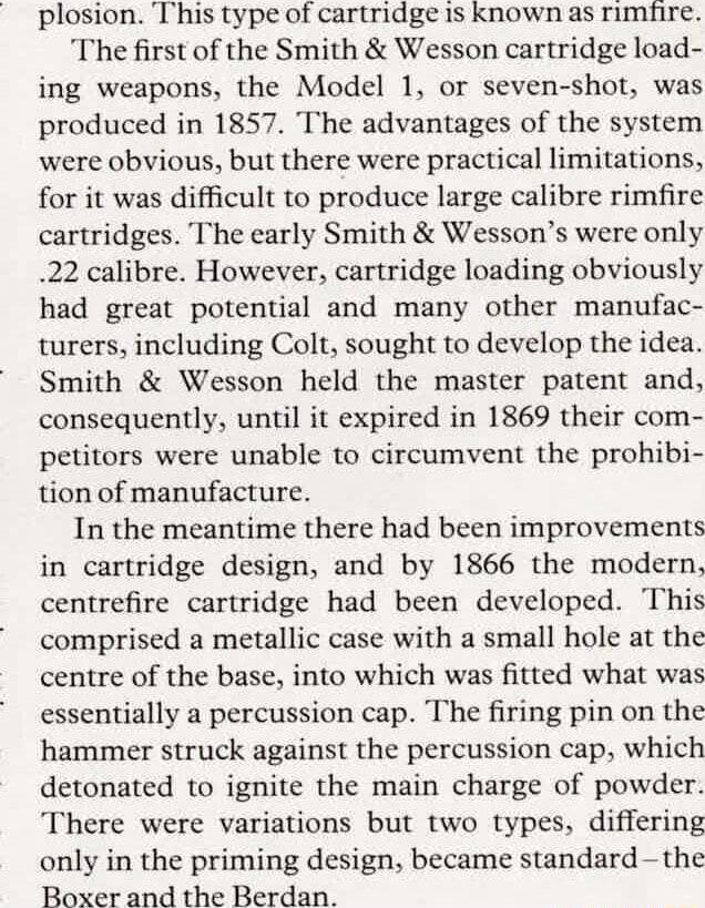 Piosion. This type of cartridge is known as rimfire. The first of the ...