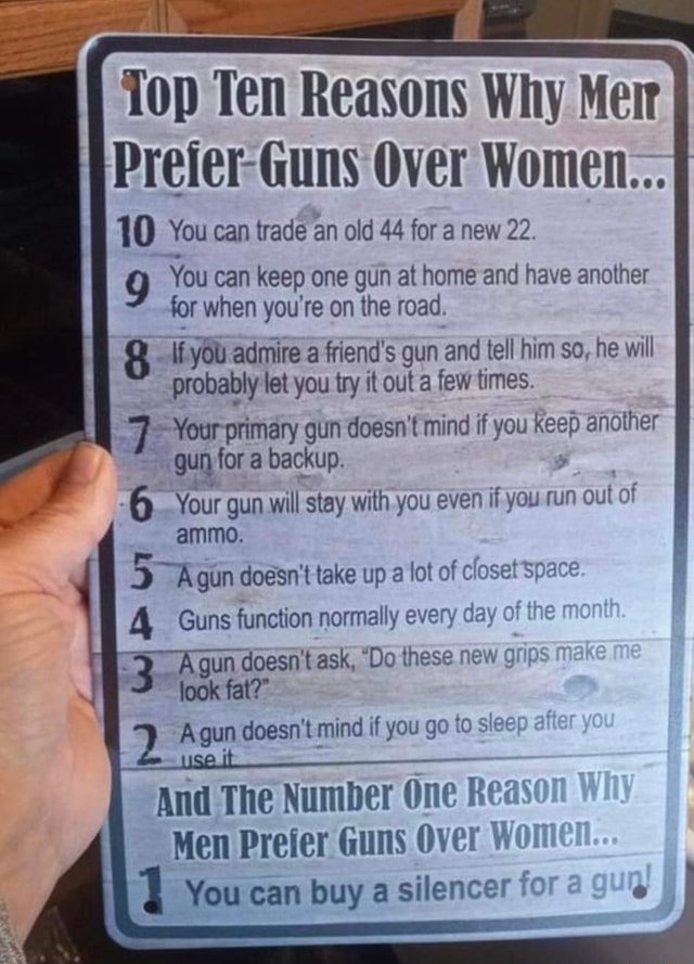 Top Ten Reasons Why Meir Prejer-Guns Over Women... 10 You can trade an ...