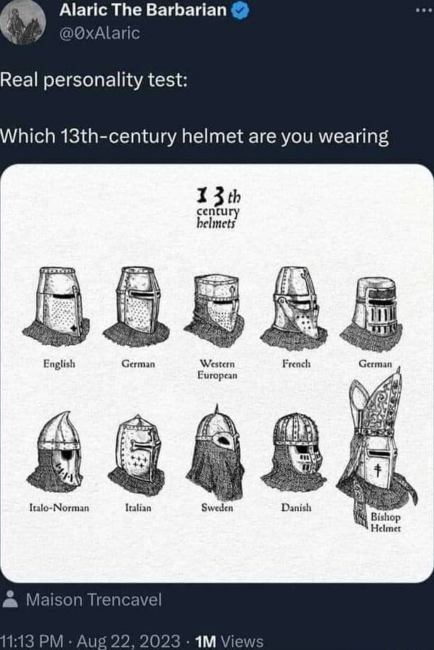 Alaric The Barbarian Real personality test: Which 13th-century helmet ...