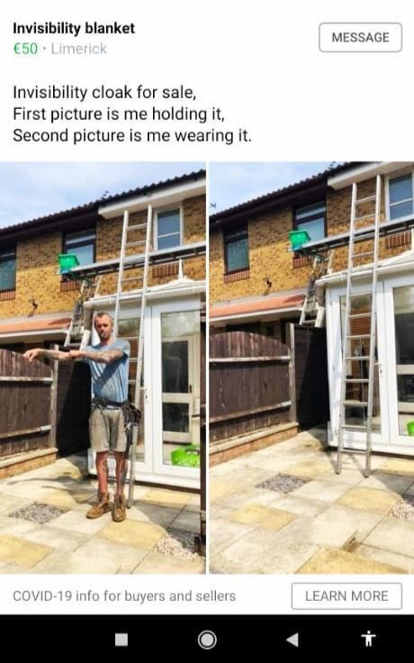 Invisibility blanket MESSAGE Invisibility cloak for sale, First picture ...