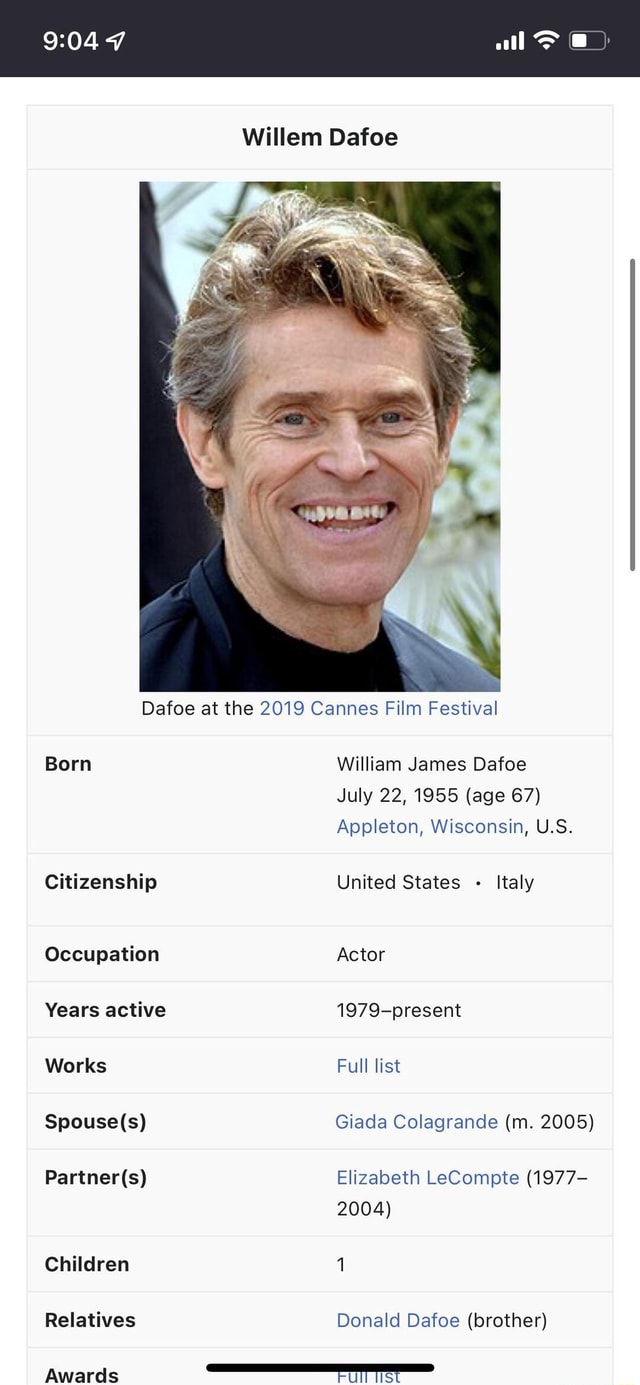 Willem Dafoe Dafoe at the 2019 Cannes Film Festival Born William James ...