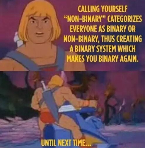 CALLING YOURSELF "NON-BINARY" CATEGORIZES EVERYONE AS BINARY OR NON ...