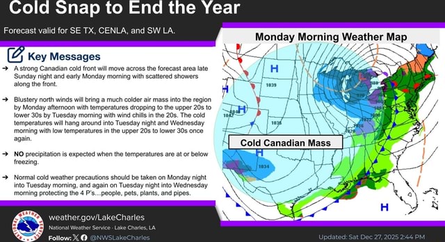 Old Snap to End the Year Forecast valid for SE TX, CENLA, and SW LA ...