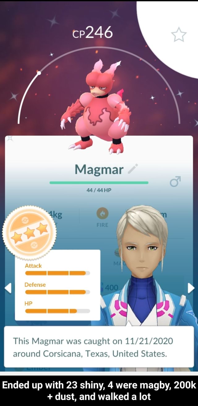Cp246 Magmar NN Defense This Magmar was caught on around Corsicana ...