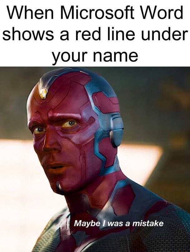 When Microsoft Word shows a red line under your name Maybe was a ...