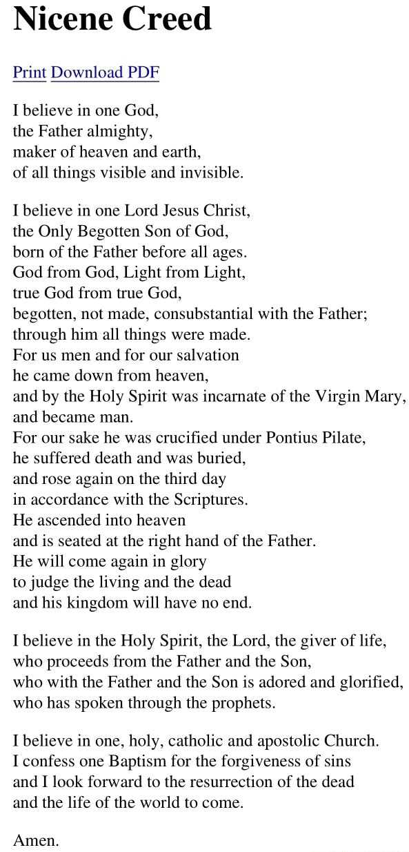 Nicene Creed Print Download PDF I believe in one God, the Father ...