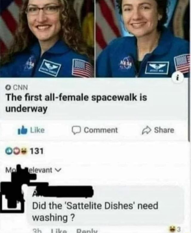 O CNN The first all-female spacewalk is underway 131 Like Comment Share ...