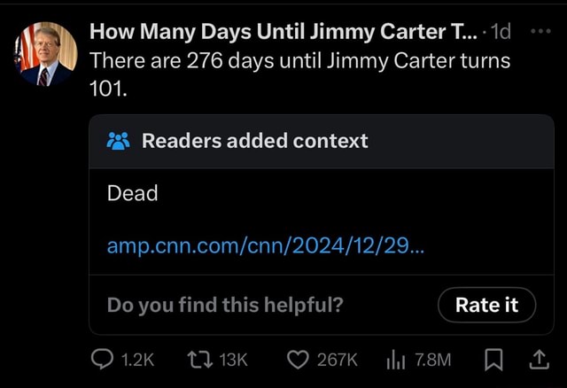 There are 276 days until Jimmy Carter turns 101. How Many Days Until ...