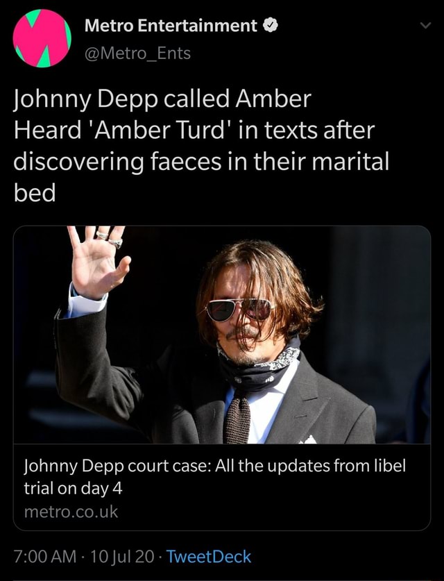 Metro Entertainment @ @Metro_ Ents Johnny Depp called Amber Heard ...