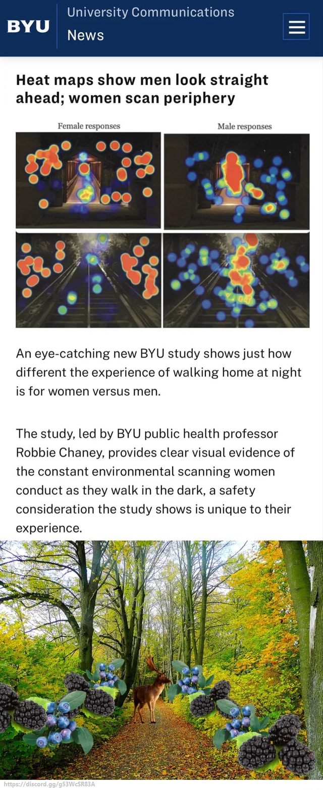 University Communications BYU News Heat maps show men look straight ...