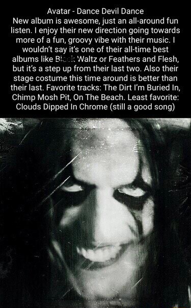 Avatar - Dance Devil Dance New album is awesome, just an all-around fun ...