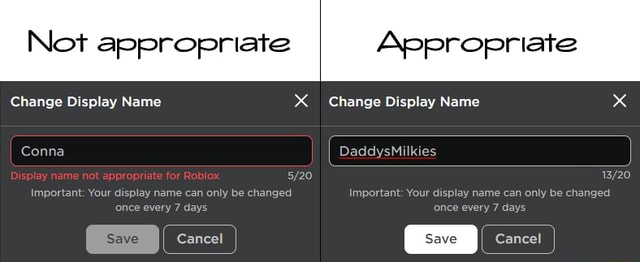 Not appropriate Appropriate Change Display Name Change Display Name ...