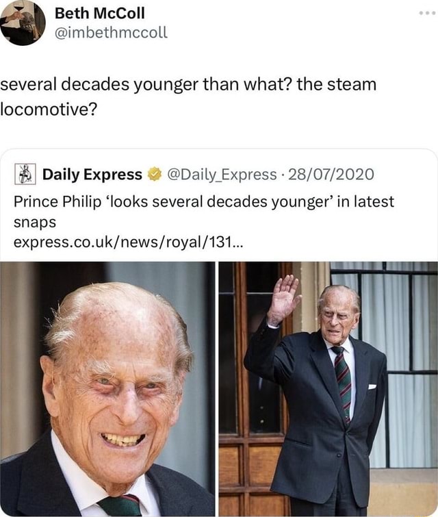 Beth McColl @imbethmccoll several decades younger than what? the steam ...