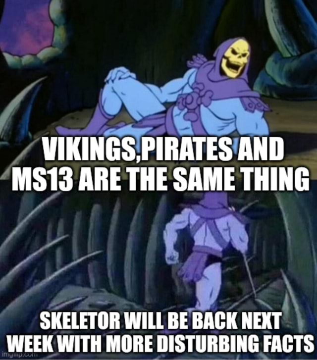 VIKINGS, PIRATES AND MS13 ARE THE SAME THING SKELETOR WILL BE BACK NEXT ...