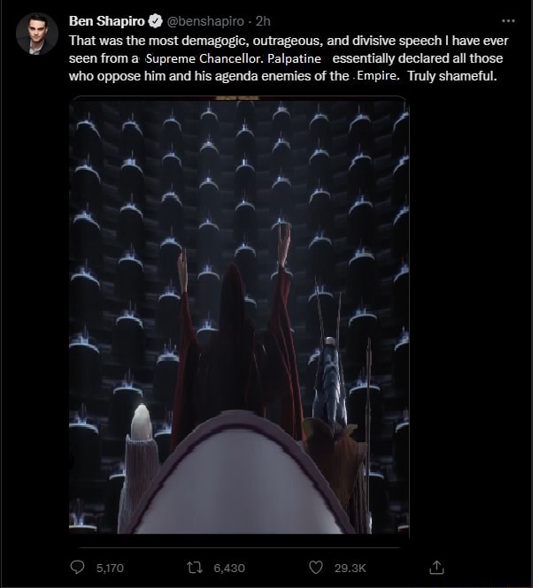Ben Shapiro @ @benshapiro That was the most demagogic, outrageous, and ...
