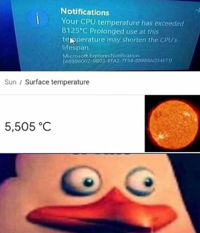 Notifications Your CPU temperature has ex. Prolonged use at this ...
