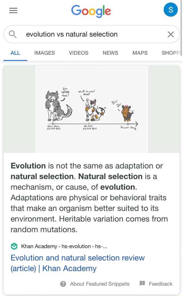 ALL IMAGES VIDEOS NEWS MAPS SHOPPI Evolution is not the same as ...