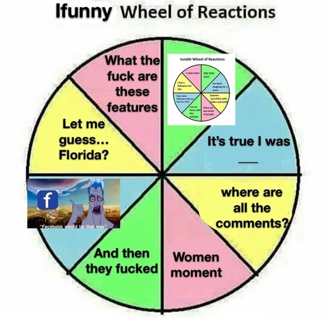 Wheel of Reactions guess... Florida? all the Comments Women moment - iFunny