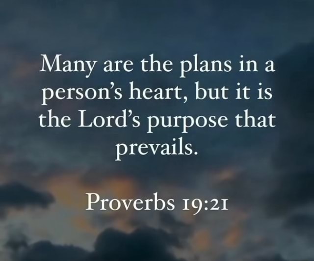 Many are the plans in a person's heart, but it is the Lord's purpose ...