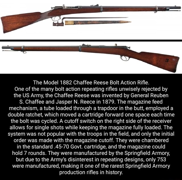 The Model 1882 Chaffee Reese Bolt Action Rifle. One of the many bolt ...