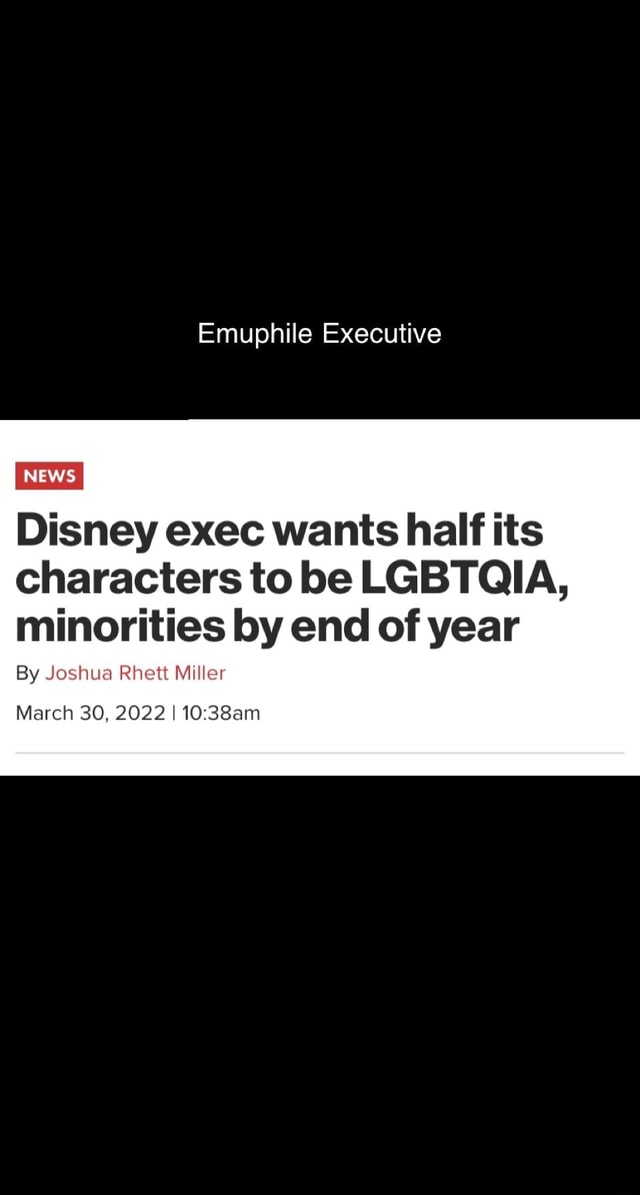 Disney exec wants half its characters to be LGBTQIA, minorities by end ...