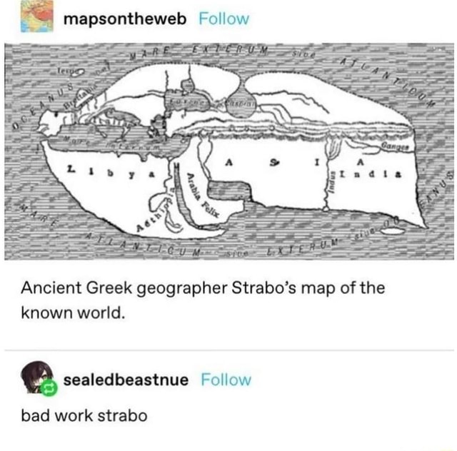 ~I mapsontheweb Follow Ancient Greek geographer Strabo's map of the ...