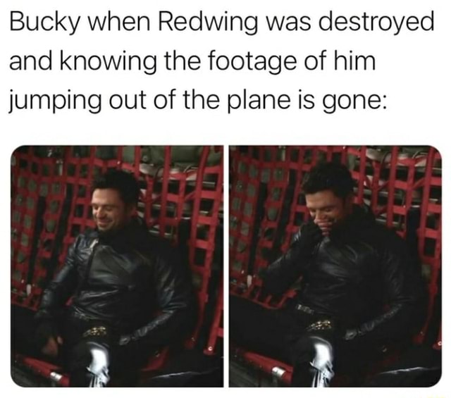 Bucky when Redwing was destroyed and knowing the footage of him jumping ...