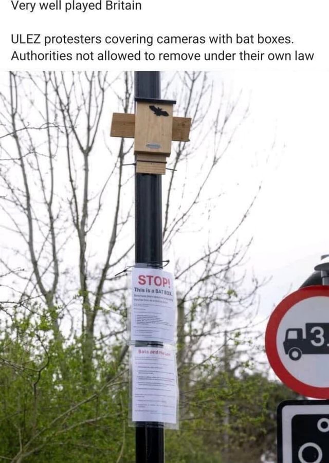 Very well played Britain ULEZ protesters covering cameras with bat ...