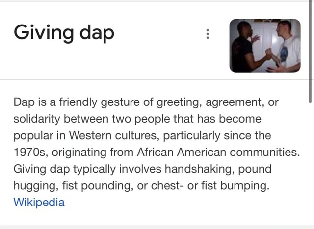 Giving Dap Dap Is A Friendly Gesture Of Greeting Agreement Or