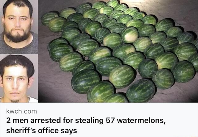 2 men arrested for stealing 57 watermelons, sheriff's office says - iFunny
