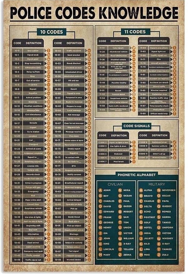 POLICE CODES KNOWLEDGE 11 CODES TOT ET TT Ore Saw gits - iFunny