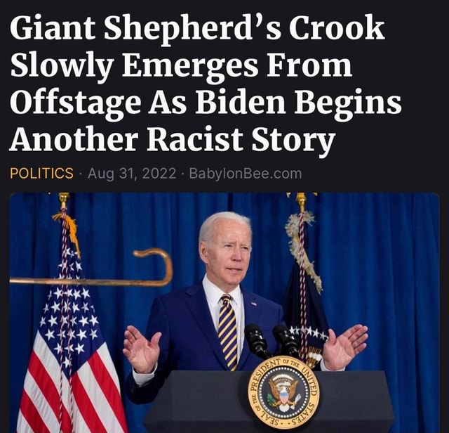 Giant Shepherd's Crook Slowly Emerges From Offstage As Biden Begins ...