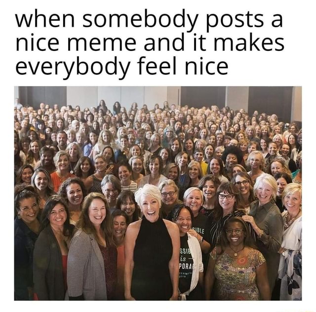 Nice - when somebody posts a nice meme and it makes everybody feel nice - )