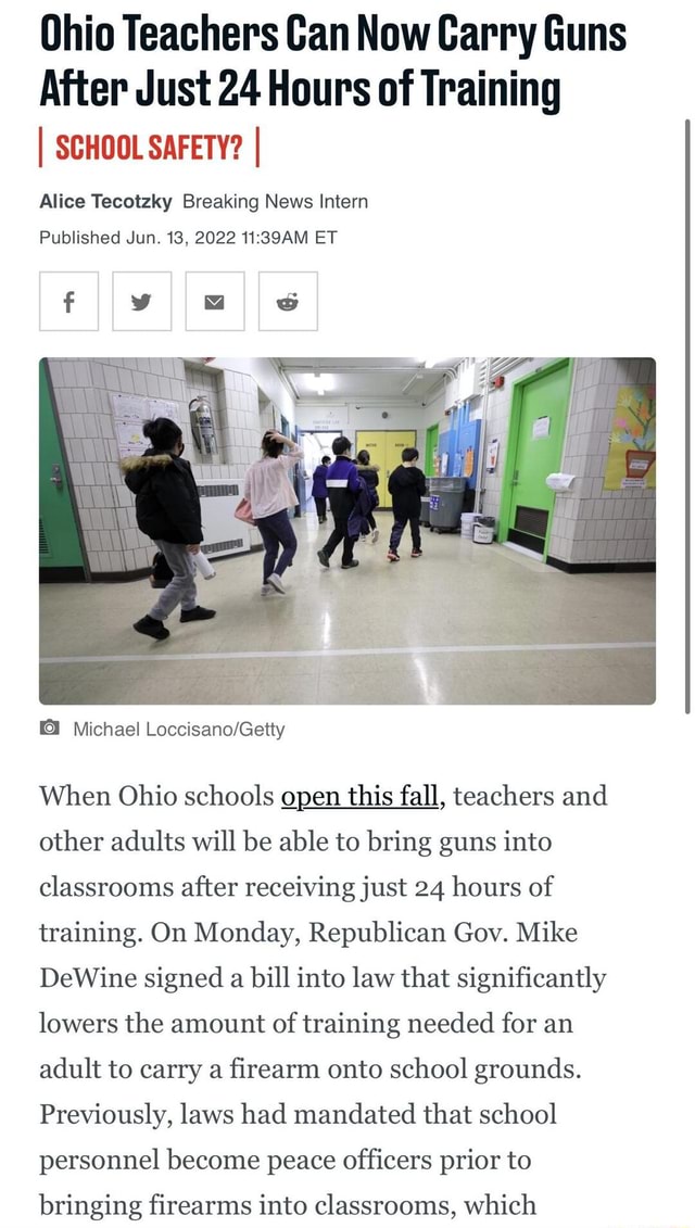 Ohio Teachers Can Now Carry Guns After Just 24 Hours of Training I ...