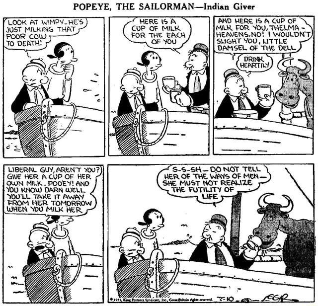 POPEYE, THE SAILORMAN-Indian Giver (LOOK AT WIMPY_HE'S JUST MILKING ...