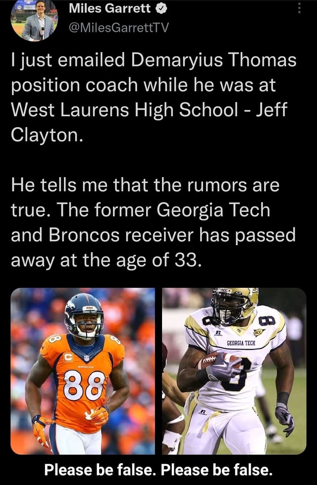 Miles Garrett @MilesGarrettTV I just emailed Demaryius Thomas position ...
