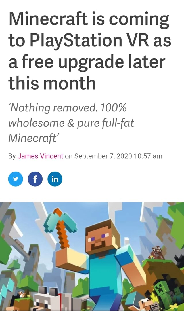 Minecraft is coming to PlayStation VR as a free upgrade later this ...