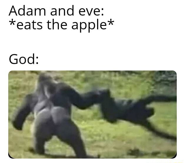 Adam and eve: *eats the apple* God: - iFunny