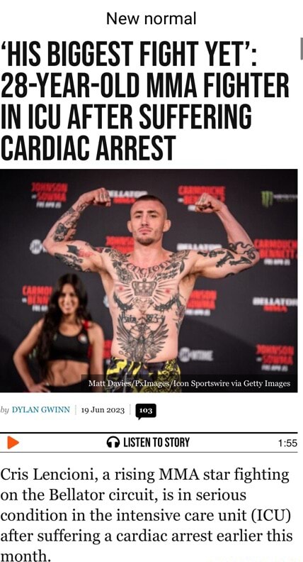 New normal 'HIS BIGGEST FIGHT YET': 28-YEAR-OLD MMA FIGHTER IN ICU ...