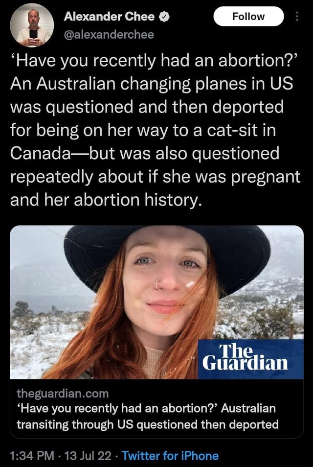 Alexander Chee @ @alexanderchee 'Have you recently had an abortion?' An ...