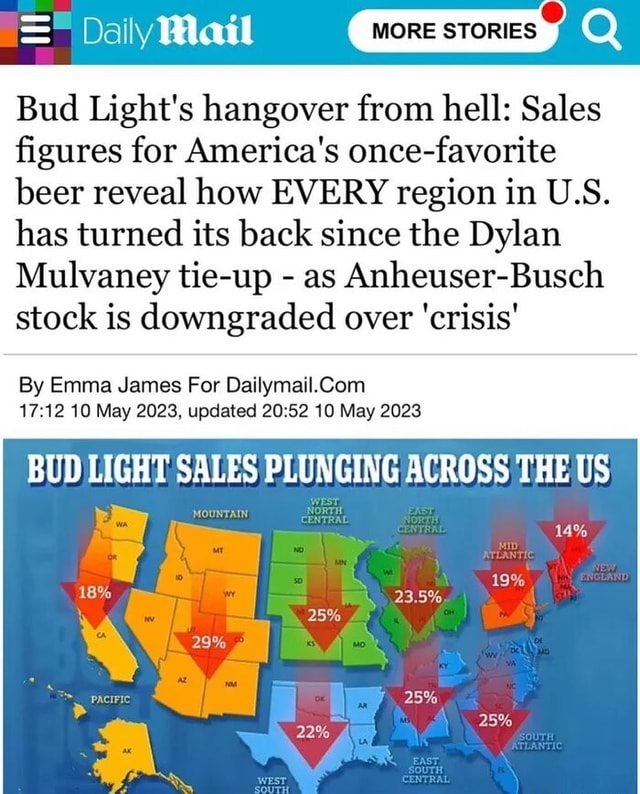 = Daily MORE STORIES Q Bud Light's hangover from hell: Sales figures for America's once-favorite ...