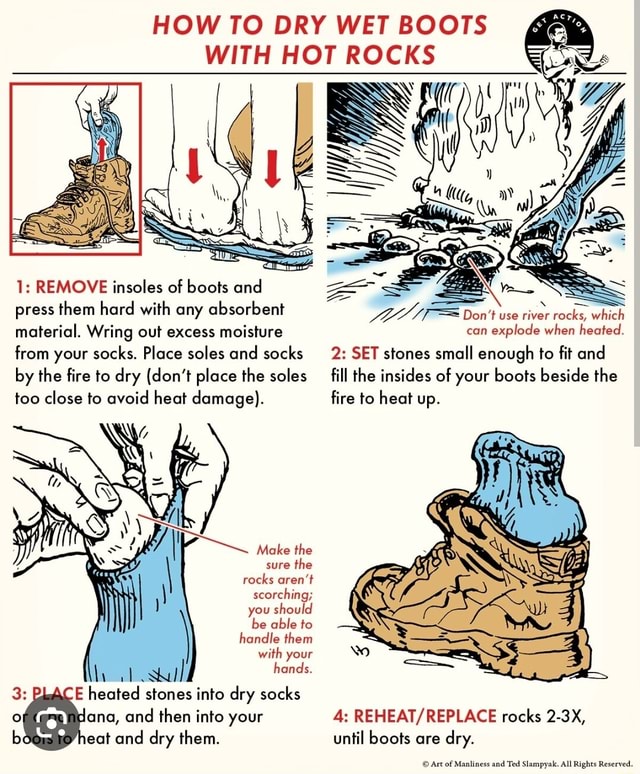 HOW TO DRY WET BOOTS 1: REMOVE insoles of boots and press them hard ...