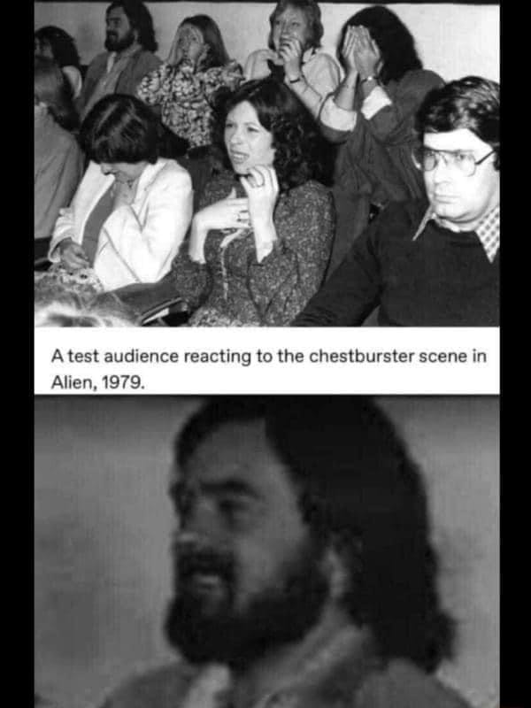 Ww Attest audience reacting to the chestburster scene in Alien, 1979 ...