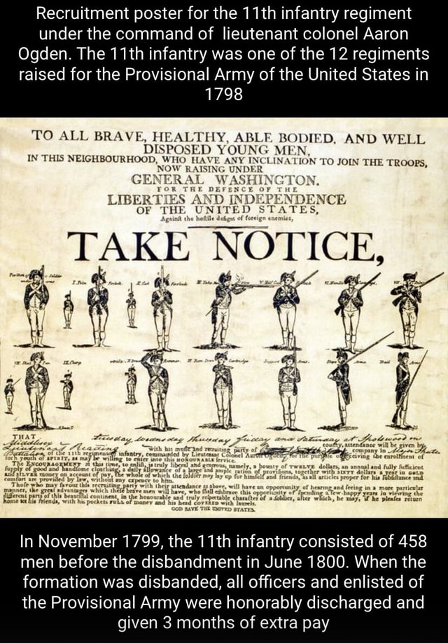 Recruitment poster for the 11th infantry regiment under the command of ...