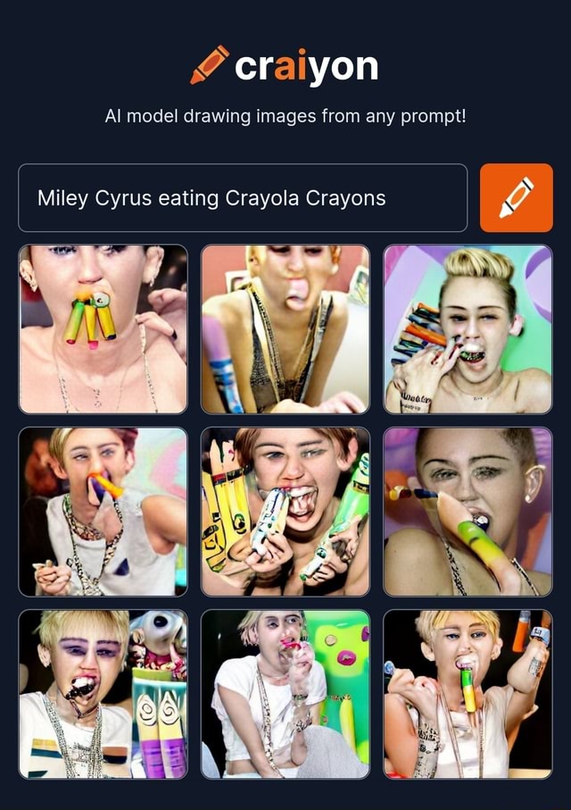 Cr yon Al model drawing images from any prompt! Miley Cyrus eating ...