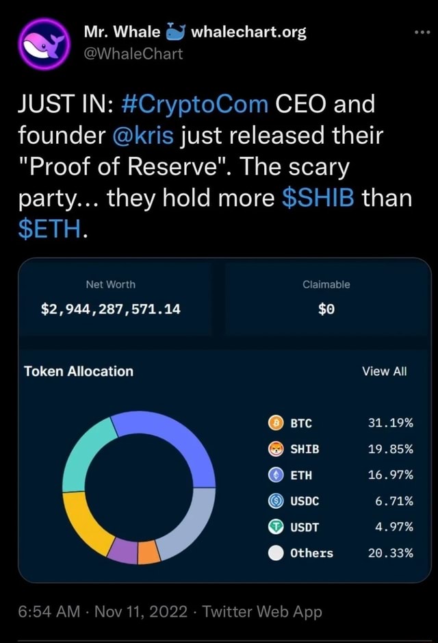 JUST IN: #CryptoCom CEO and founder @kris just released their "Proof of Reserve". The scary ...