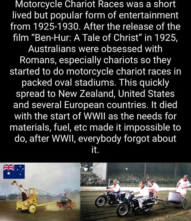 Motorcycle Chariot Races was a snort lived but popular form of ...
