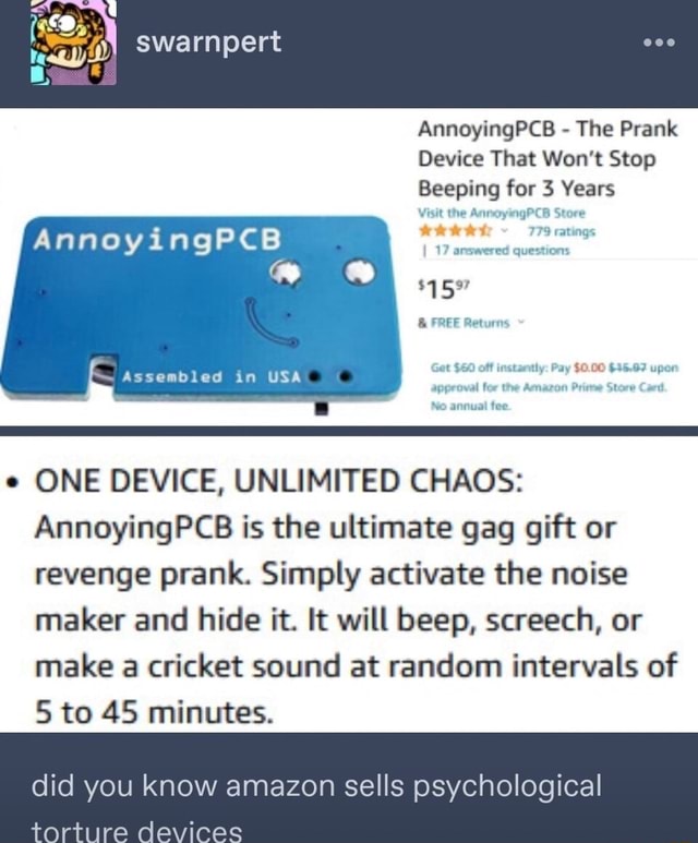 Swarnpert AnnoyingPCB - The Prank Device That Won't Stop Beeping for 3 ...