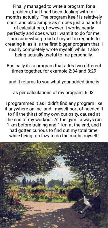 Finally managed to write a program for a problem, that I had been ...