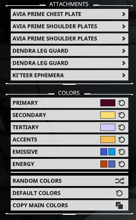 Nova Prime Colors and Armor - ATTACHMENTS AVIA PRIME CHEST PLATE AVIA ...